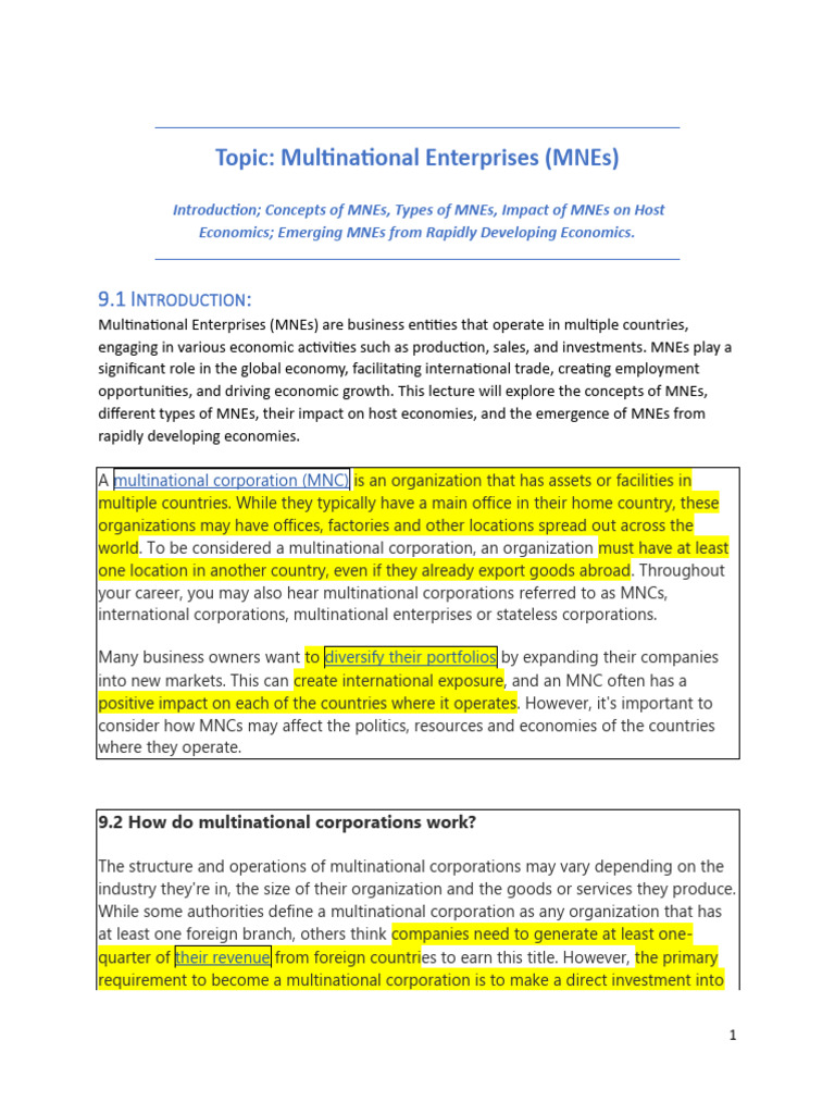 Topic 2 - Overview of MNCs | PDF | Multinational Corporation | Brand