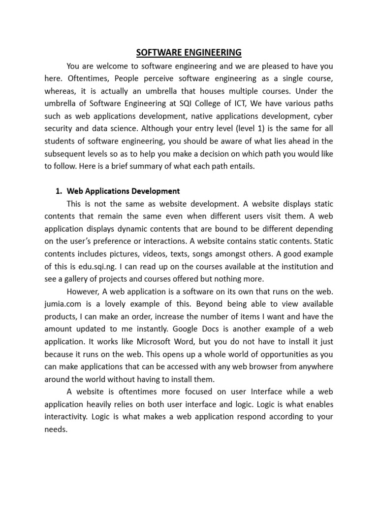 Software Engineering Brochure | PDF | Websites | Application Software