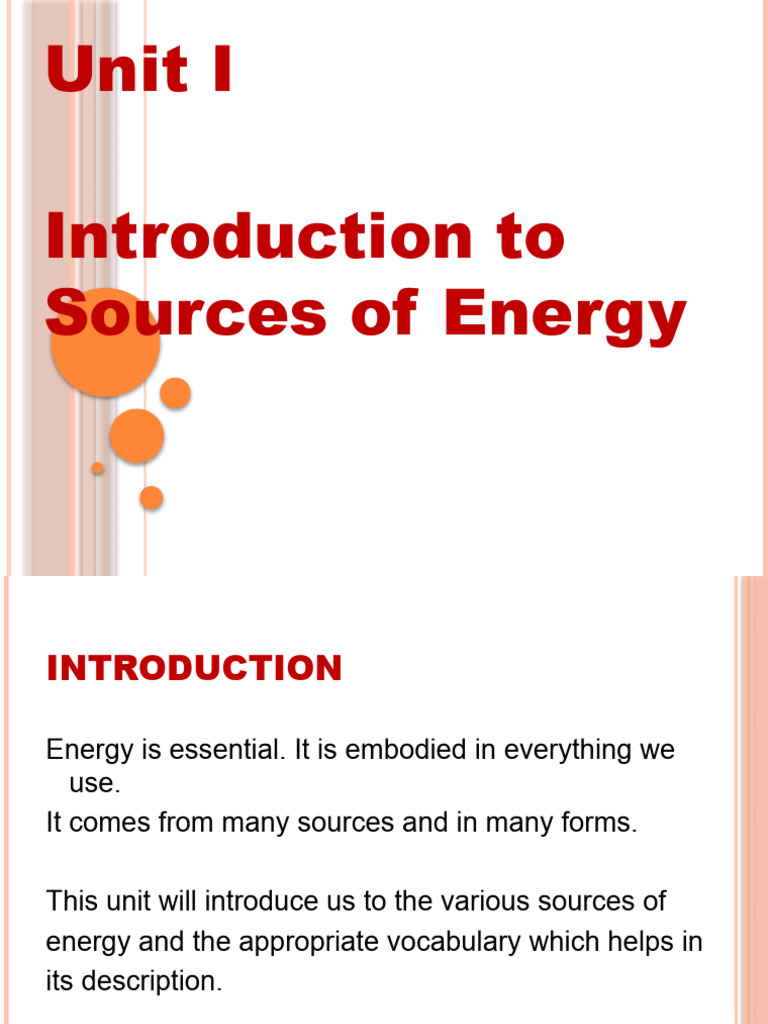UNIT 1 - Introduction To Source of Energy | PDF