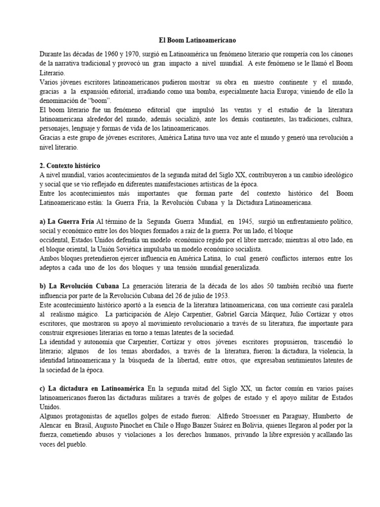 El Boom Latinoamericano 6 A B C | PDF | America latina | Literatura ...