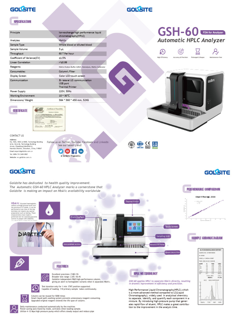 GSH-60 Brochure | PDF | Glycated Hemoglobin | High Performance Liquid ...