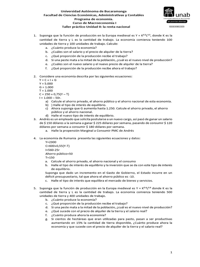 Taller 2 | PDF | Ahorro | Ciencias económicas