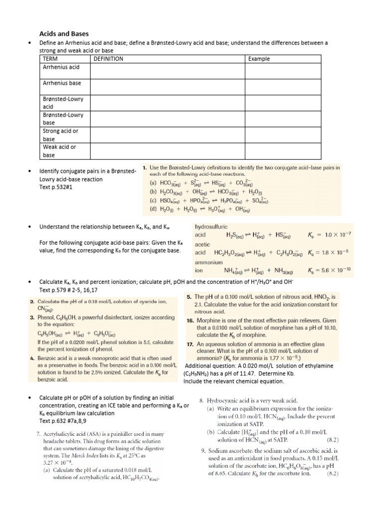 Acids & Bases and Redox Exam Review | PDF | Science & Mathematics