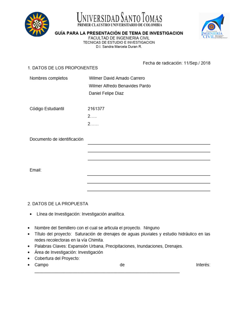 Formato Propuesta Tema Proy Investigacion V3 | PDF | Precipitación | Inundar