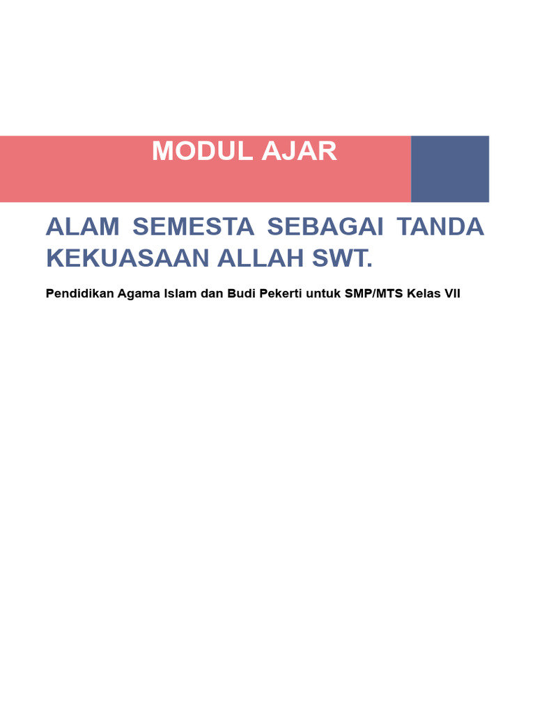 Modul Ajar Pendidikan Agama Islam Dan Budi Pekerti - ALAM SEMESTA SEBAGAI TANDA KEKUASAAN ALLAH ...