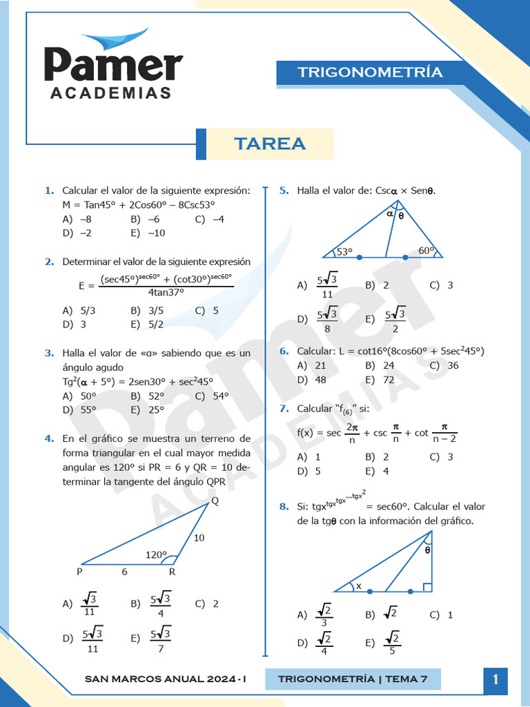 TRIGONOMETRIA_Tarea Sem 7 | PDF | Trigonometría | Euclides