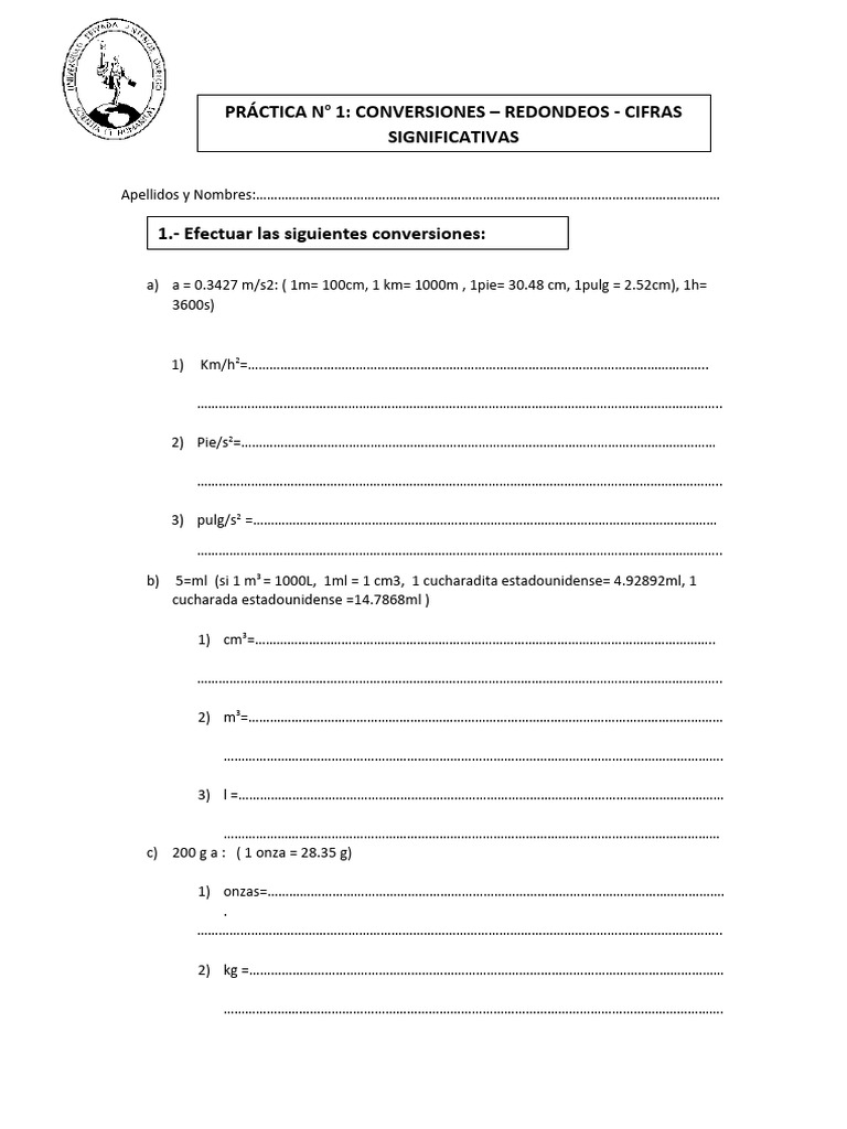 PRACTICA DE MAGNITUDES , CONVERSIONES Y CIFRAS SIGNIFICATIVAS (1) | PDF | Teoría del ajedrez ...