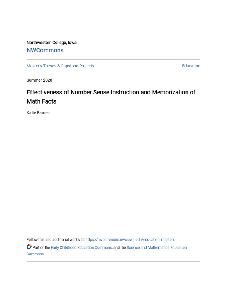Effectiveness of Number Sense Instruction and Memorization of Mat | PDF ... Effectiveness of Number Sense Instruction and Memorization of Mat | PDF ...