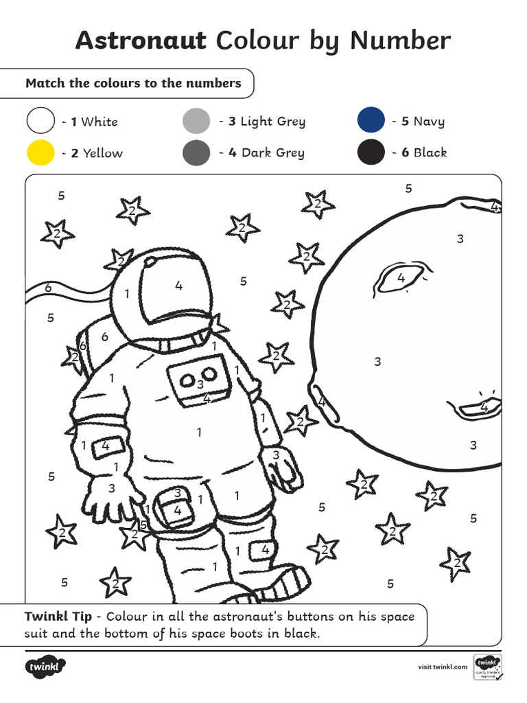 Astronaut Colour by Number | Download Free PDF | Color
