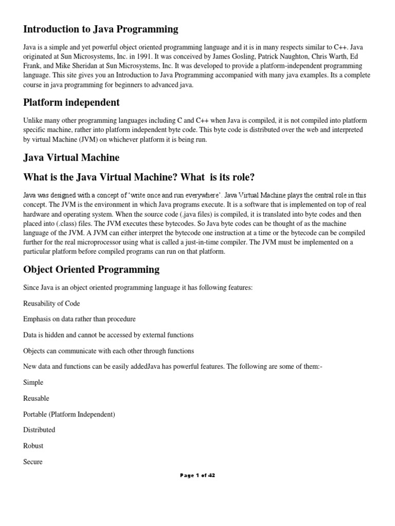 Introduction To Java Programming Pdf Class Computer Programming