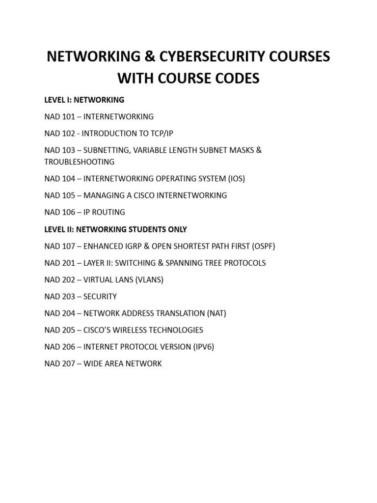 Networking And Cyber Security Courses Pdf Computer Network Internet Protocols