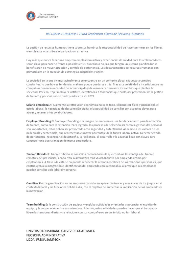 Tendencias Claves de RH | PDF | Gestión de recursos humanos | Business