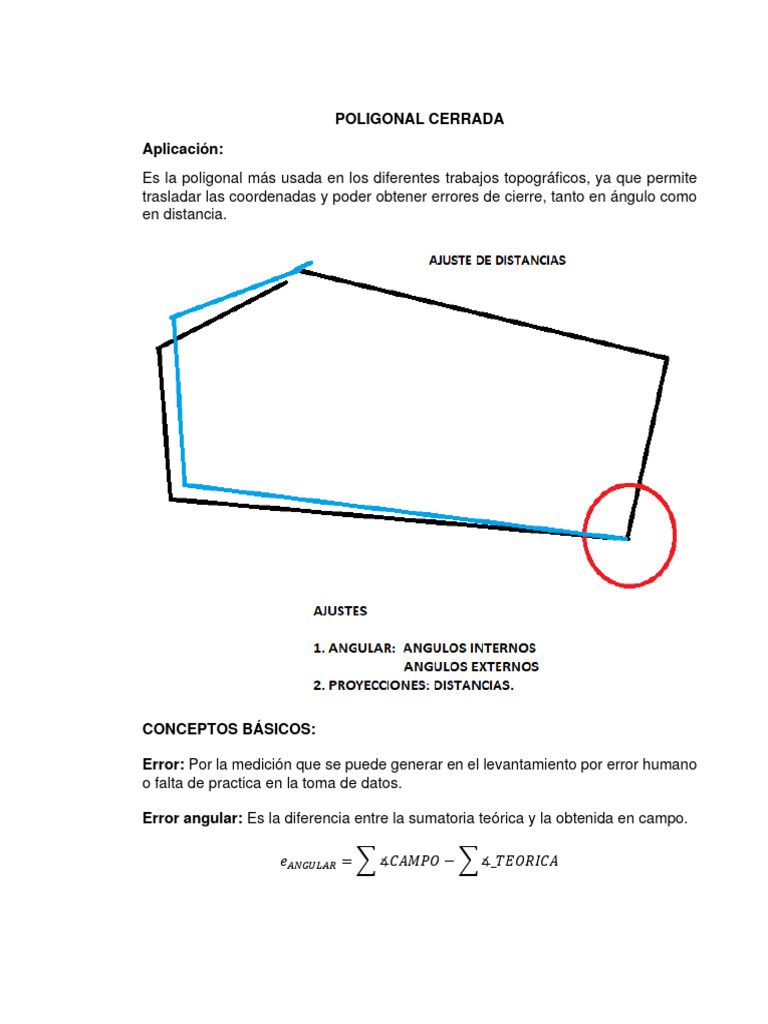Poligonal Cerrada Metodo Ceros Atras | PDF | Longitud | Ángulo