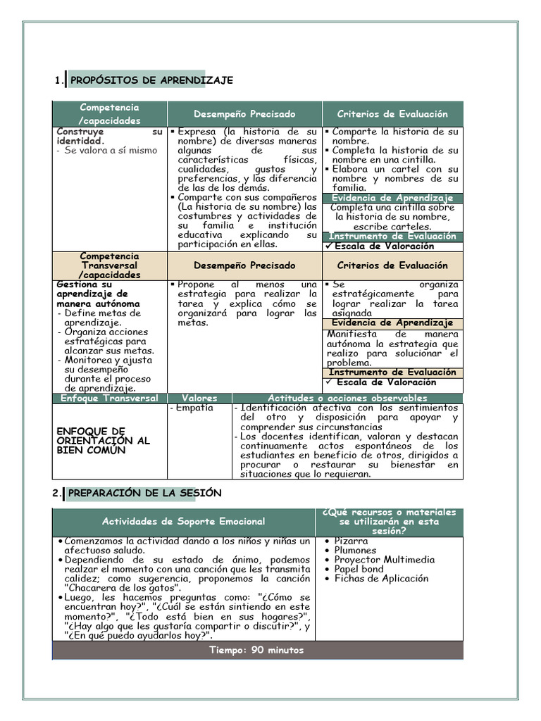 Historia de mi Nombre en Clase | PDF | Evaluación | Aprendizaje