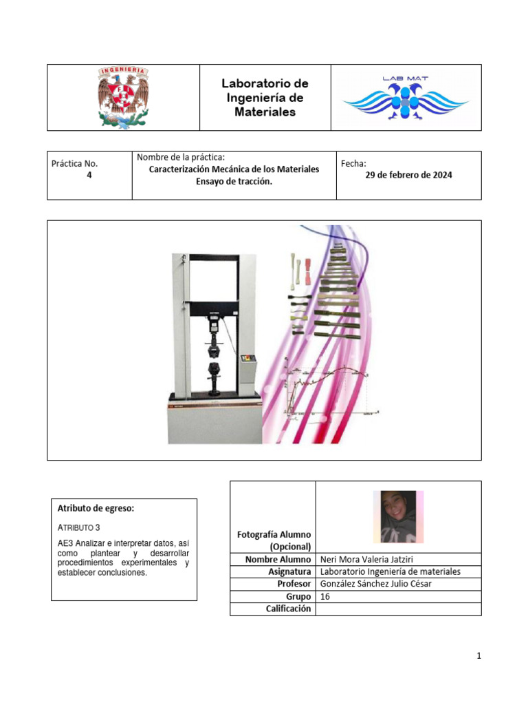 P4 Lab - Materiales Neri - Mora.Valeria | PDF | Deformación (ingeniería) | Mecánica de sólidos