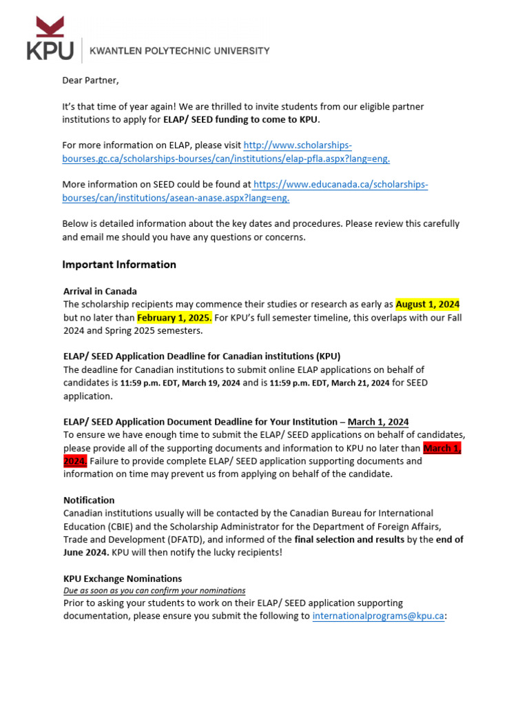 2024 - 2025 ELAP & SEED Nomination & Application Details | PDF