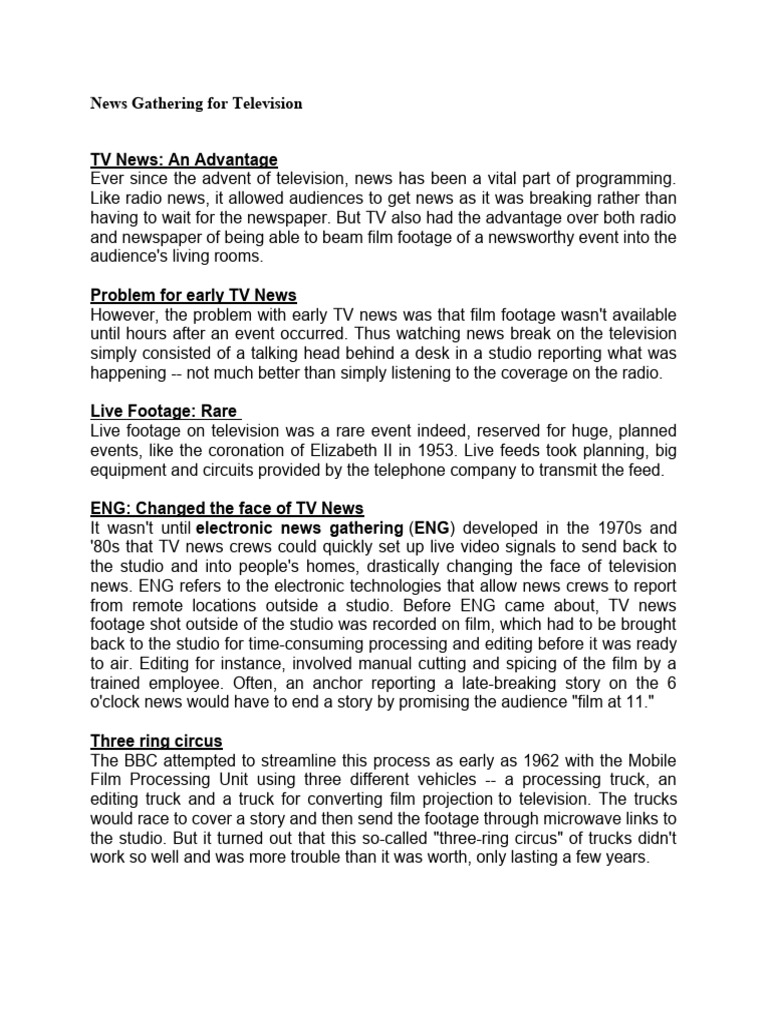 Television Notes | PDF | News | Mass Media