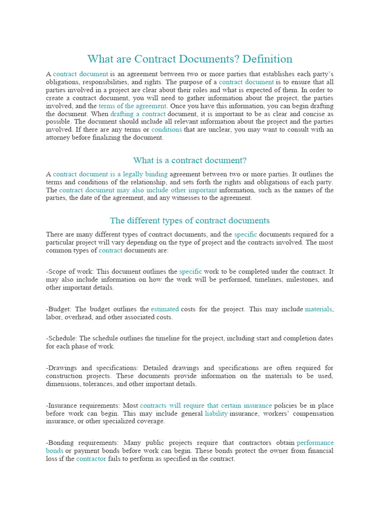 What are Contract Documents | PDF | Insurance | Employment