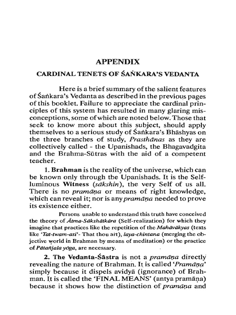 Cardinal Tenets of Sankara Vedanta | Download Free PDF | Ātman ...