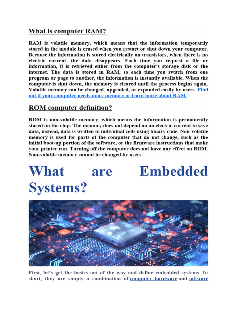 What Is Computer Ram Pdf Embedded System Computer Data Storage 