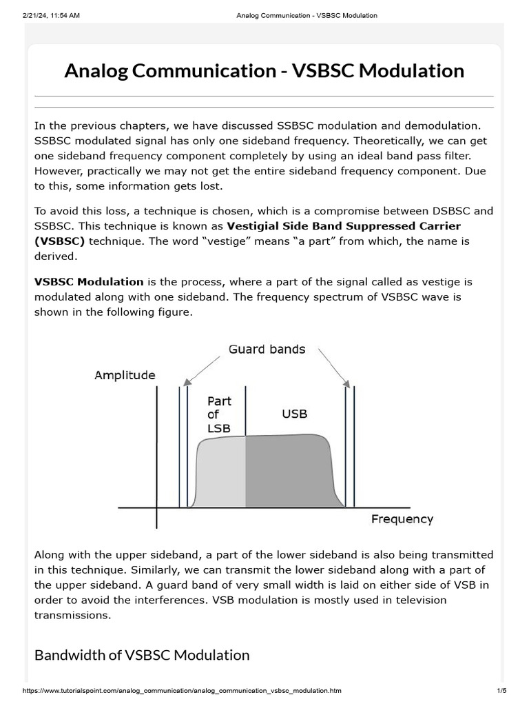 Analog Communication Vsbsc Modulation Pdf Modulation Frequency
