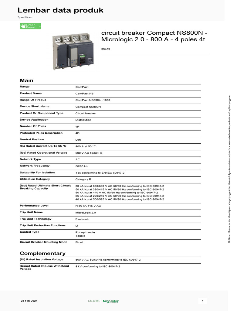 Schneider Electric - ComPact-NS - 800 | PDF | Alternating Current ...