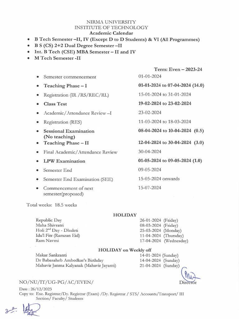 01 - Academic Calendar For B Tech Semester-II-IV (Except DtoD), VI ... 01 - Academic Calendar For B Tech Semester-II-IV (Except DtoD), VI ...