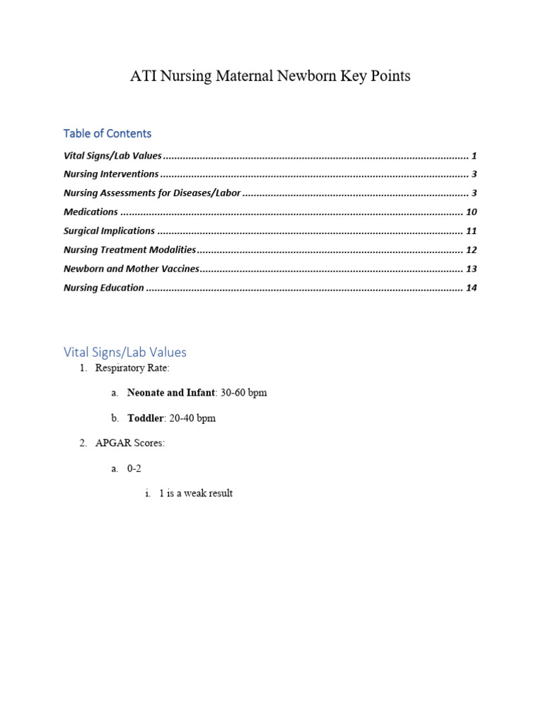 ATI Maternal Newborn Nursing Essentials | PDF | Childbirth | Pregnancy