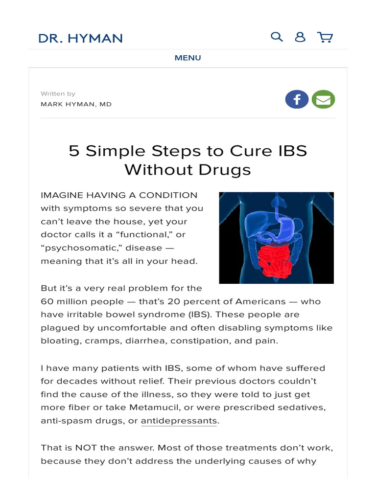 5 Simple Steps To Cure IBS Without Drugs - Dr. Mark Hyman | PDF ... 5 Simple Steps To Cure IBS Without Drugs - Dr. Mark Hyman | PDF ...