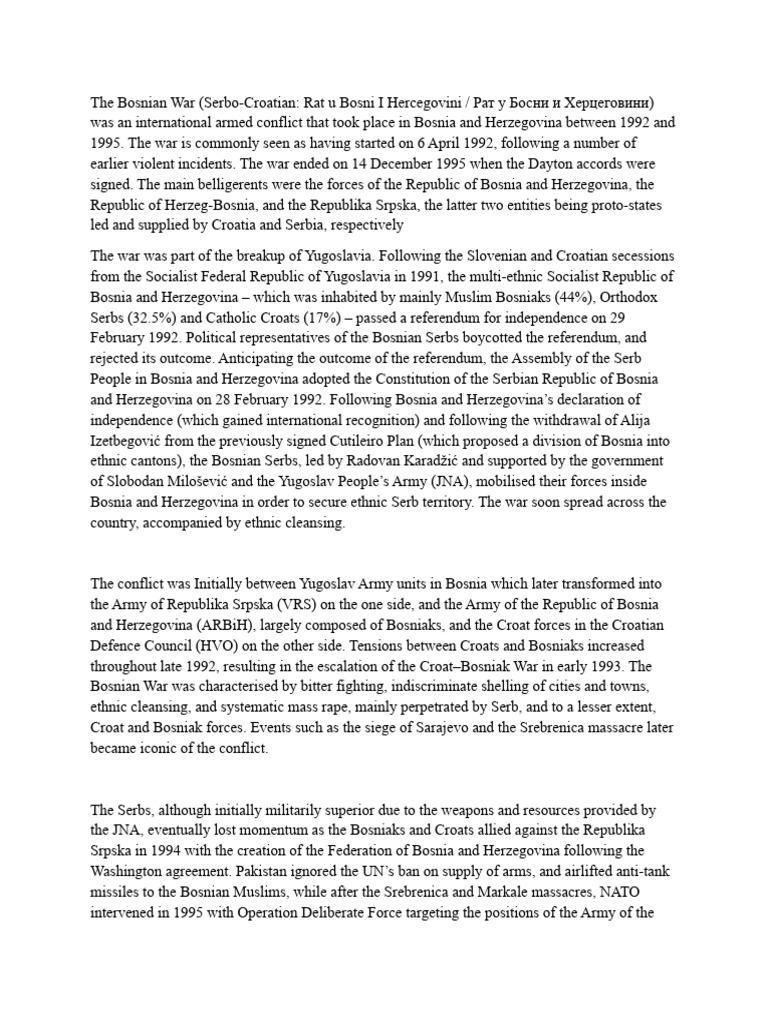 Bosnia War | PDF | Bosnian War | Bosnia And Herzegovina