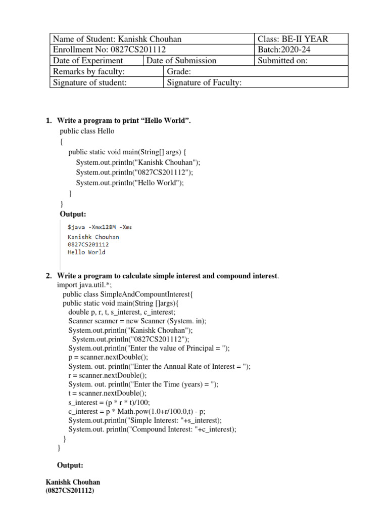 JP Lab Solution | Download Free PDF | Object Oriented Programming | Control Flow