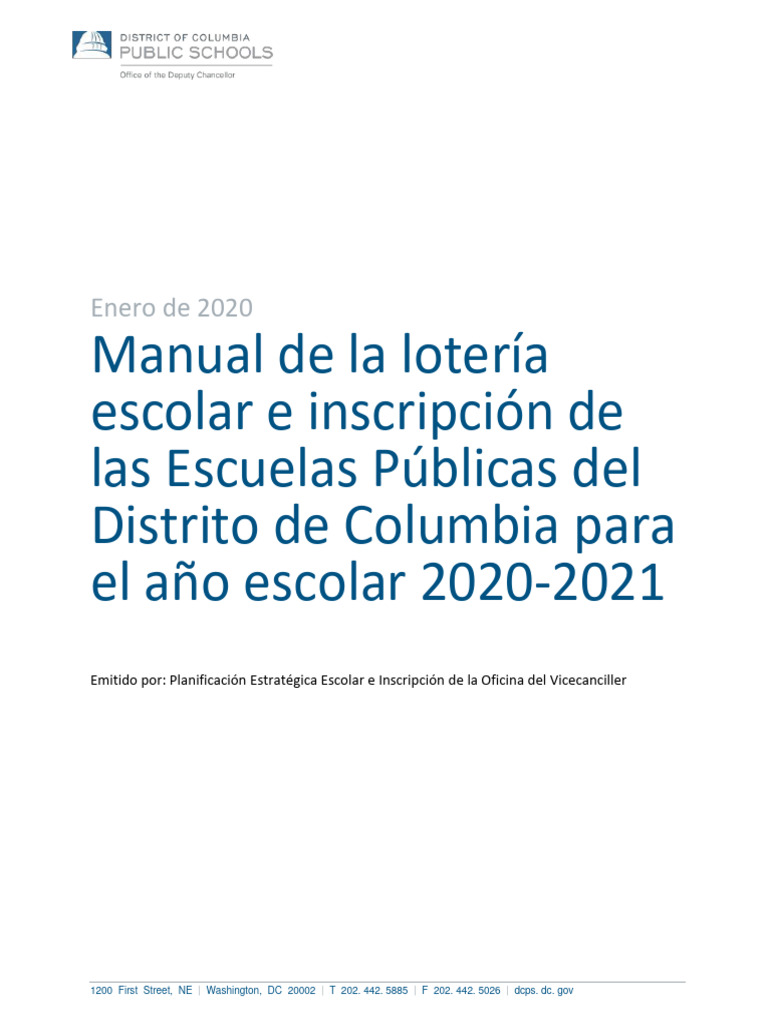 SY20-21 DCPS Enrollment and Lottery Handbook - Spanish - 0 | PDF ...