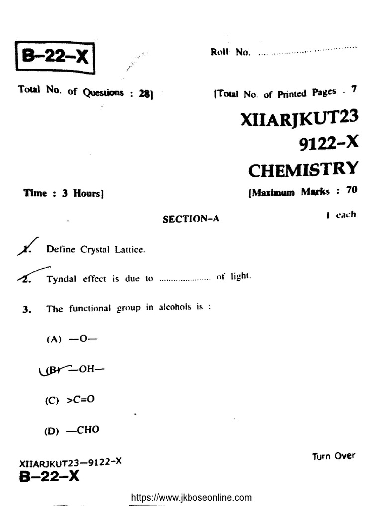 JK Bose Class 12 Chemistry 9122 X 2023 | PDF