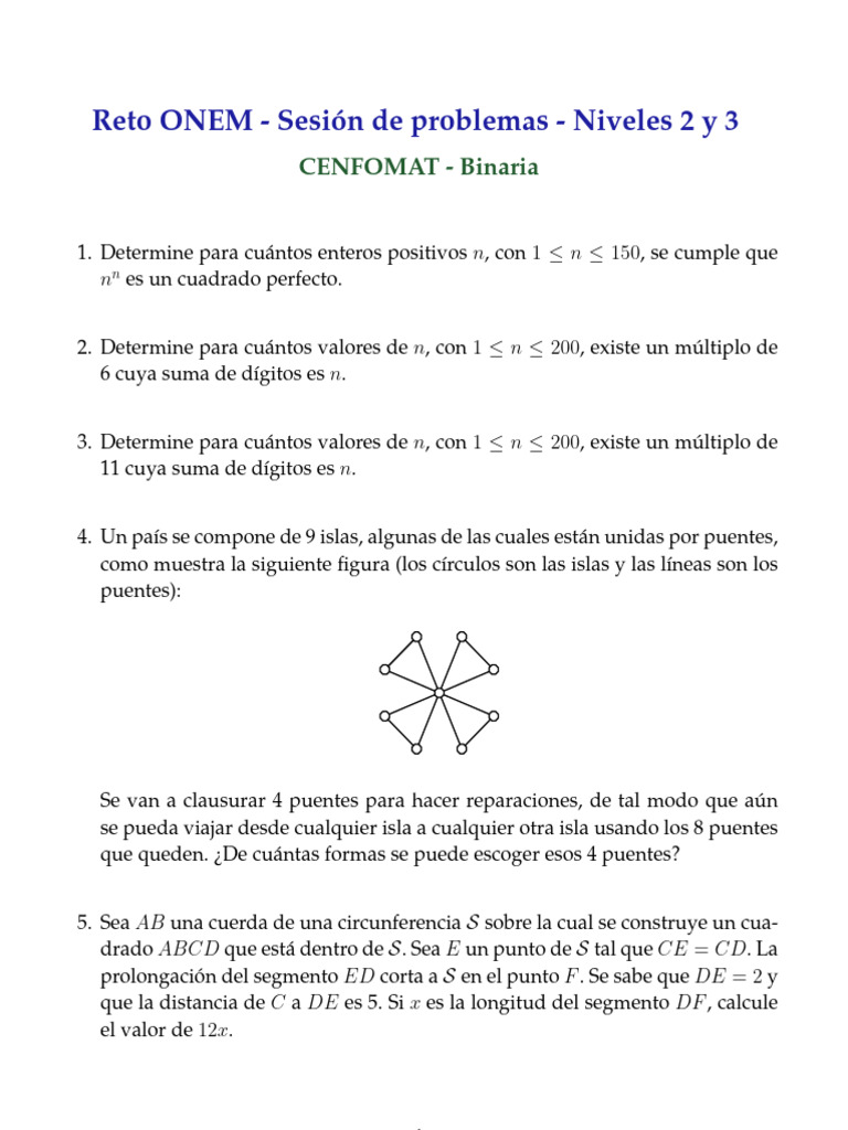Reto ONEM 2023 - Problemas Niveles 2 y 3 | PDF