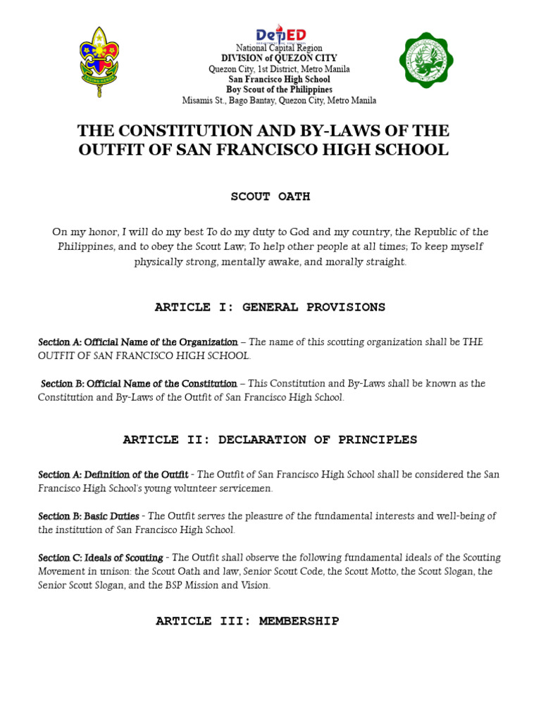 BSP - DRAFT of Constitution & By-Laws | Download Free PDF | Scouting