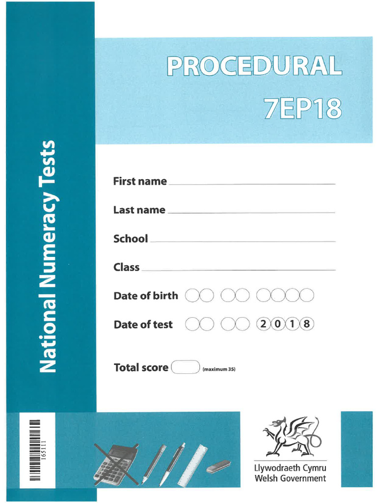 Numeracy Procedural Test Year 7 2018 | PDF