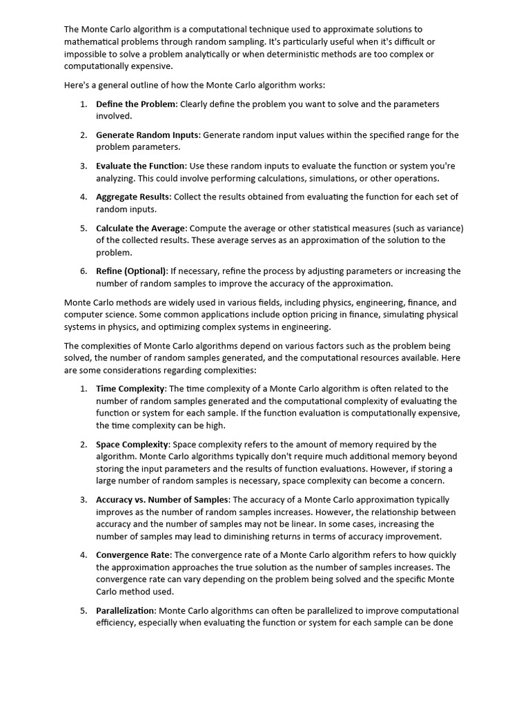 Monte Carlo Pdf Monte Carlo Method Computational Complexity Theory