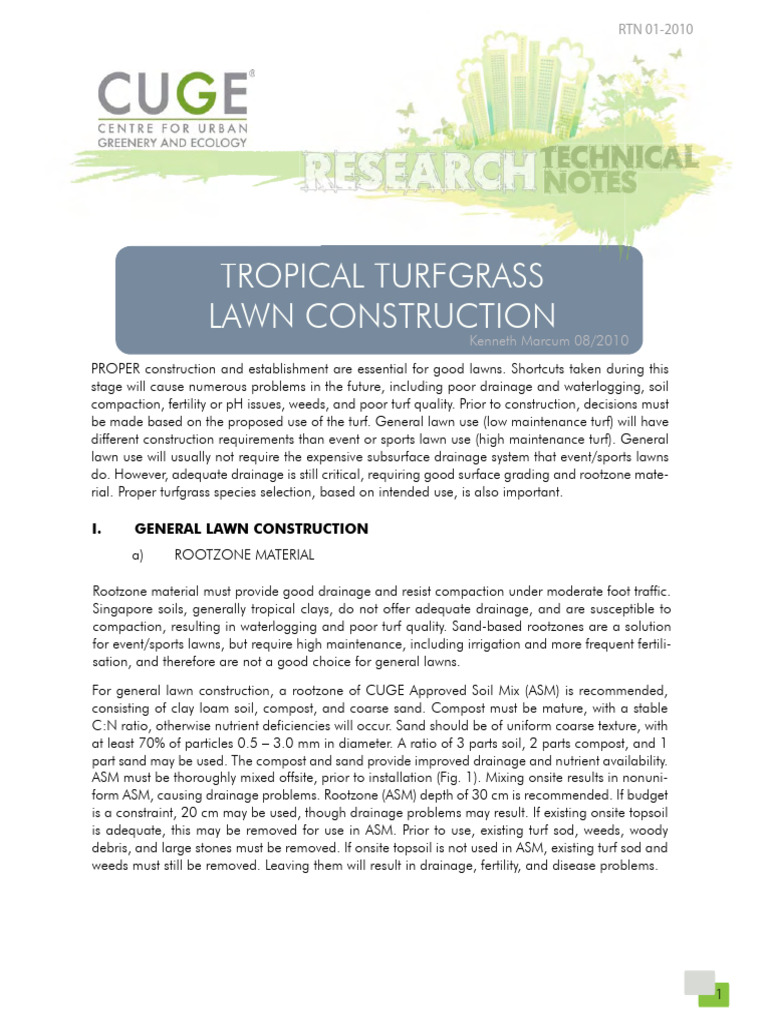 RTN 01 2010 Tropical Turfgrass Lawn Construction - Ashx | PDF ...