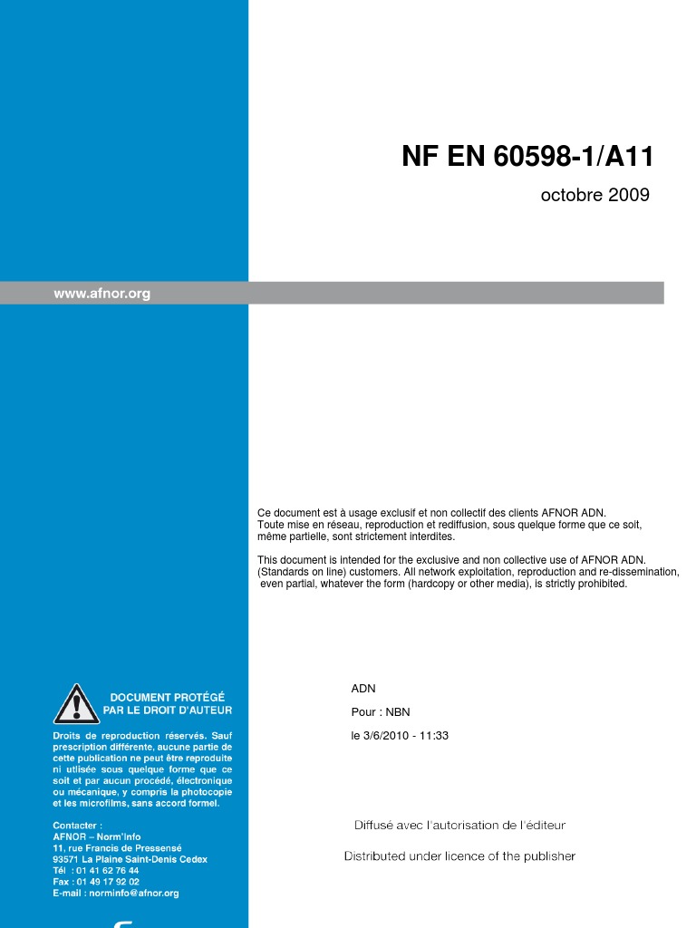 NF EN 60598-1_A11_2009 | Commission électrotechnique internationale ...