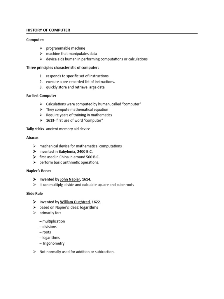 History of Computer Part I | PDF | Computers