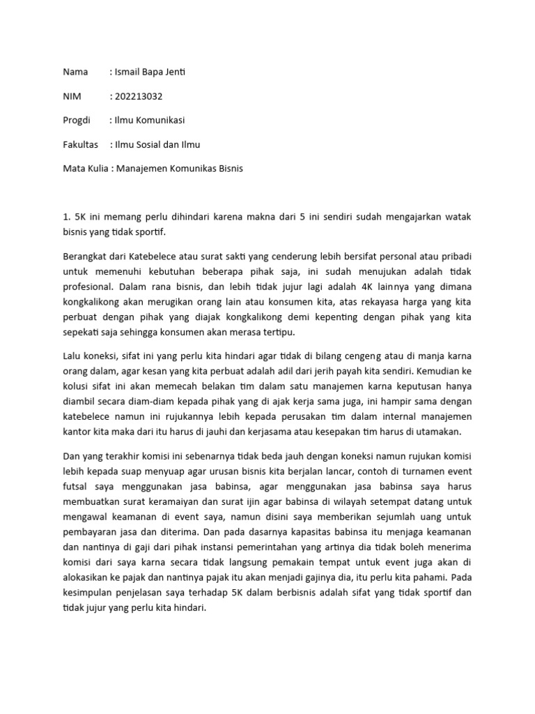 Ismail Bapa Jenti (202213032) | PDF