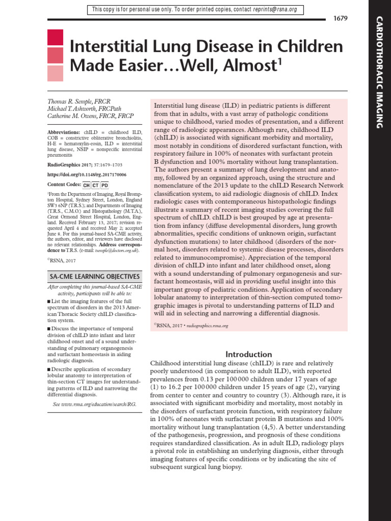 ILD Pediátrica | PDF | Lung | Respiratory Diseases