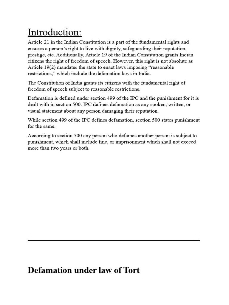 Defamation Laws Assignment | PDF | Defamation | Tort
