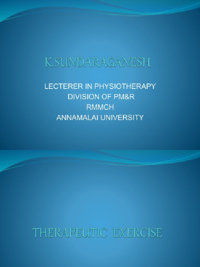 Therapeutic Exercise Physiotherapy | PDF