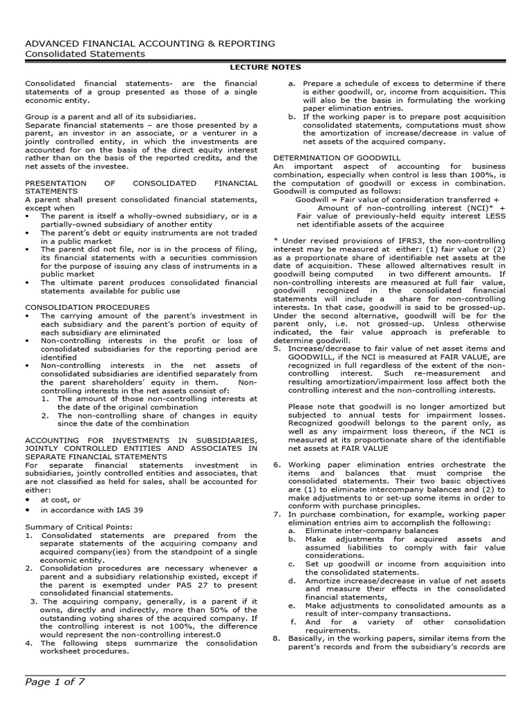 CONSOLIDATED FS Revised | Download Free PDF | Consolidation (Business) | Goodwill (Accounting)