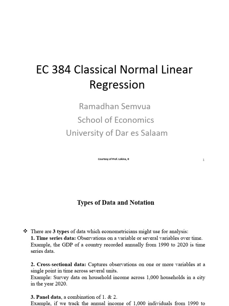 Ec 384 Applied Econometrics Topic 1 - 2023 | PDF | Ordinary Least Squares | Linear Regression