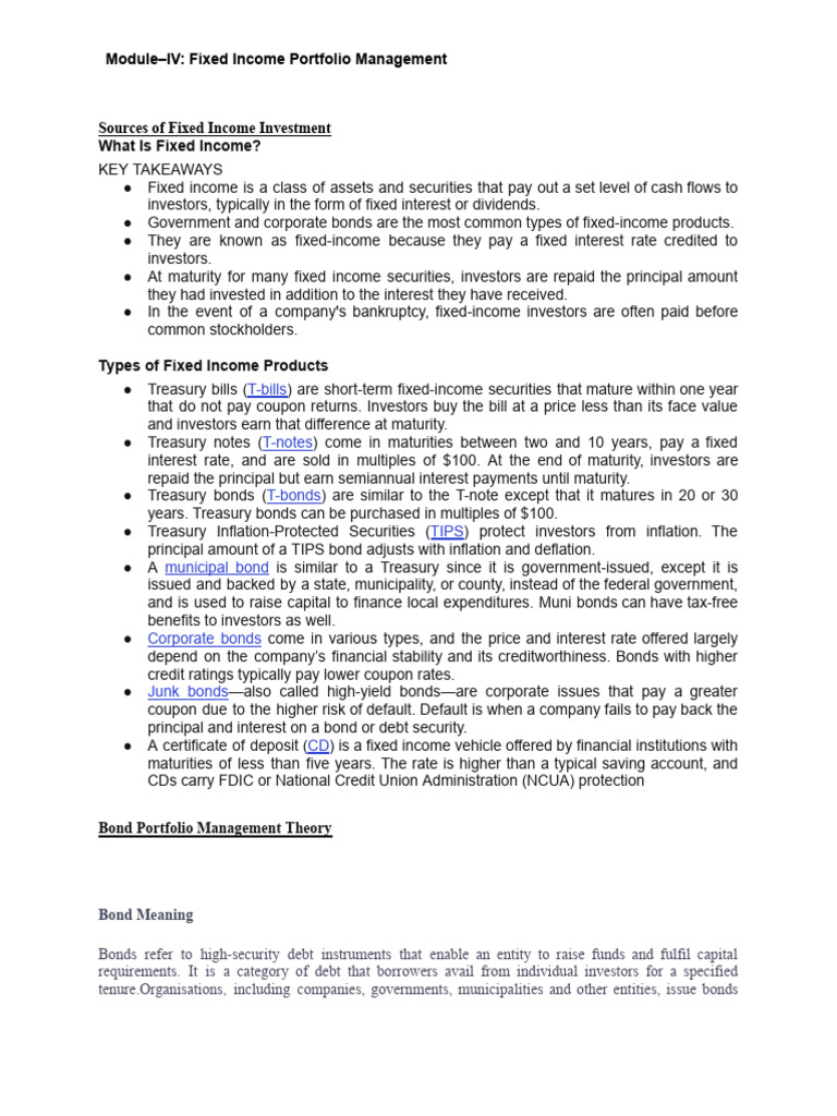 Portfolio Management Module 4 | Download Free PDF | Bonds (Finance ...
