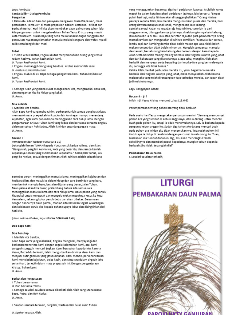 Panduan Liturgi Pembakaran Daun Palma | PDF