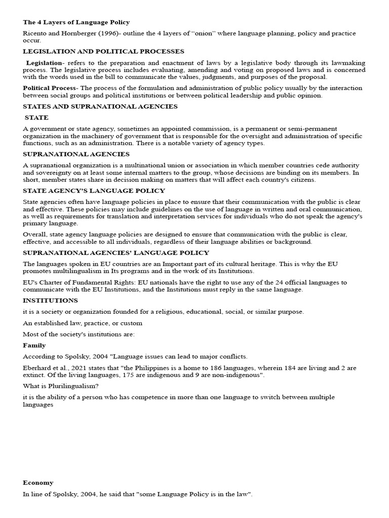 Four Layers of Language Policy Explained | PDF | Policy | Communication