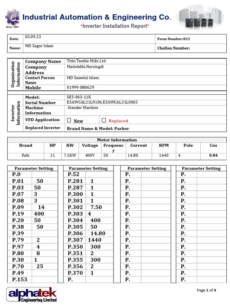 Inverter Installation Report for VFD | PDF | Power Inverter ...